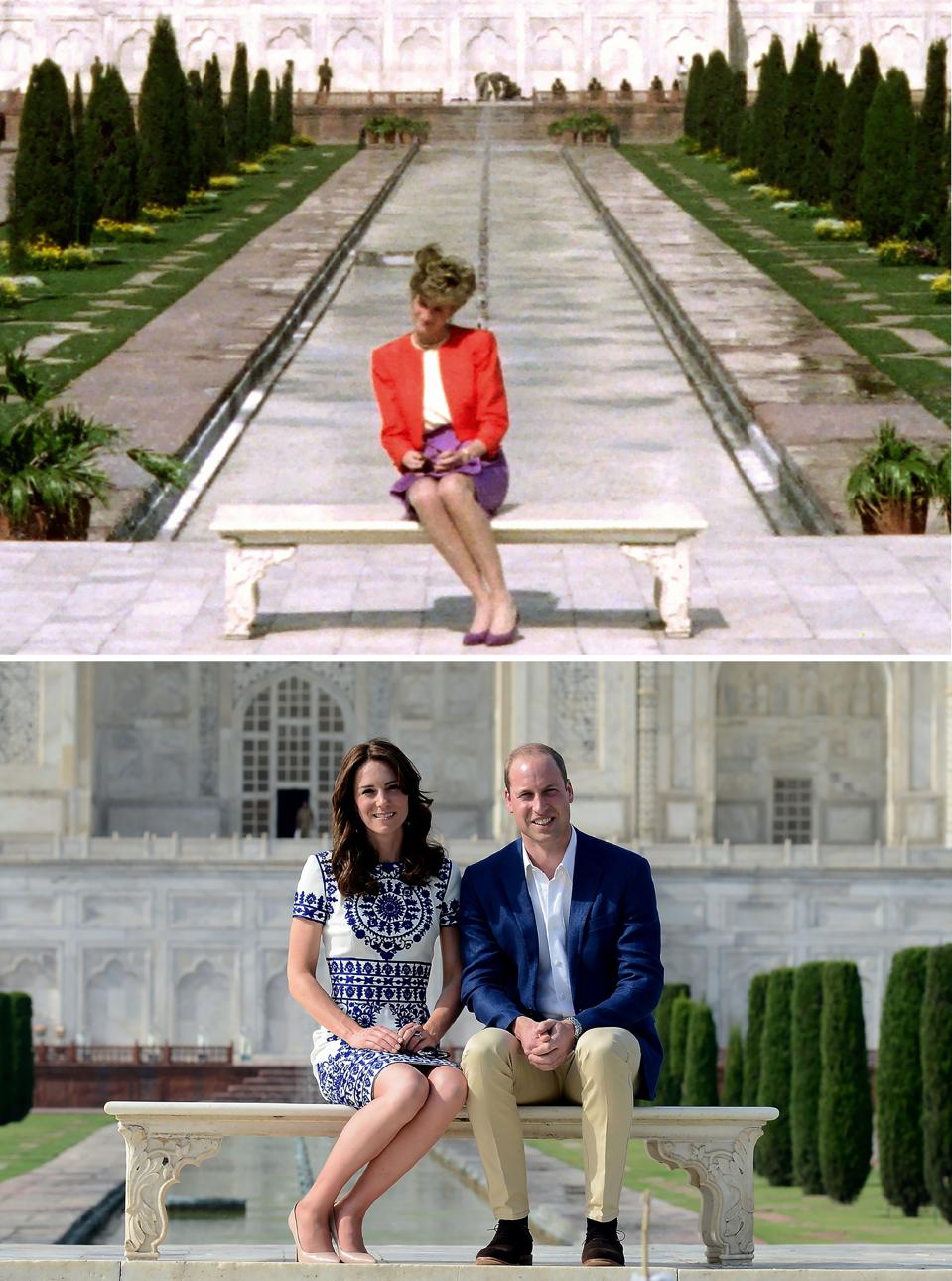William and Kate at Princess Diana's Bench in Taj Mahal: The Tour's ...