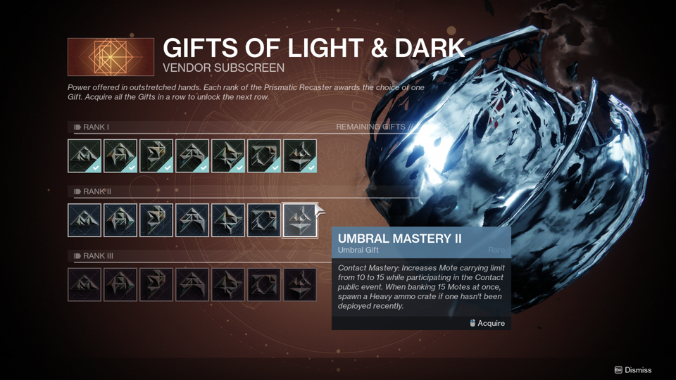 The Best Order To Upgrade Destiny's Gifts Of Light And Dark Umbral ...