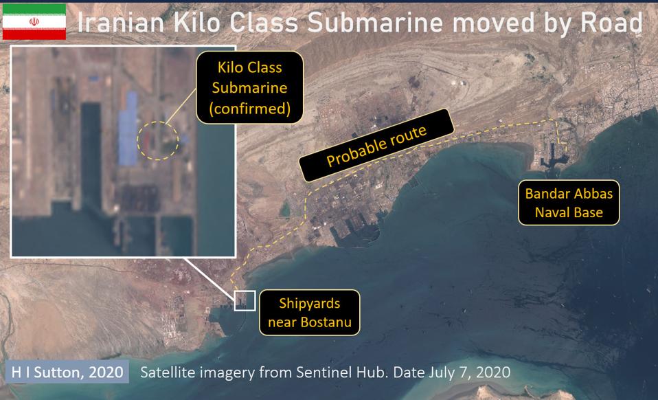 Video Shows Massive Iranian Navy Submarine Being Moved By Road