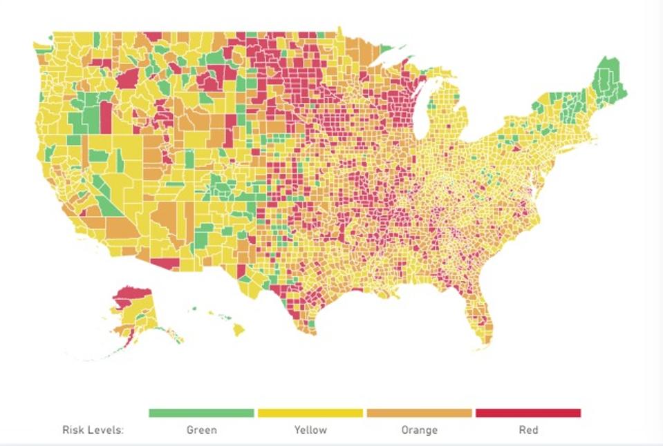 Covid-19 Hot Spot Map Shows The Challenge Of A Cross-Country Road Trip