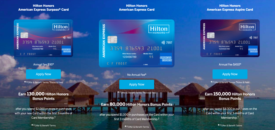 New High Sign-Up Bonuses For Hilton Honors American Express Cards