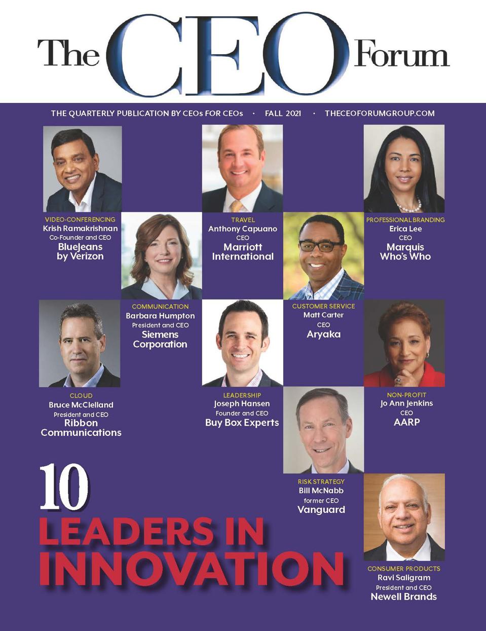 10 Leaders Selected As Transformative CEOs In Innovation