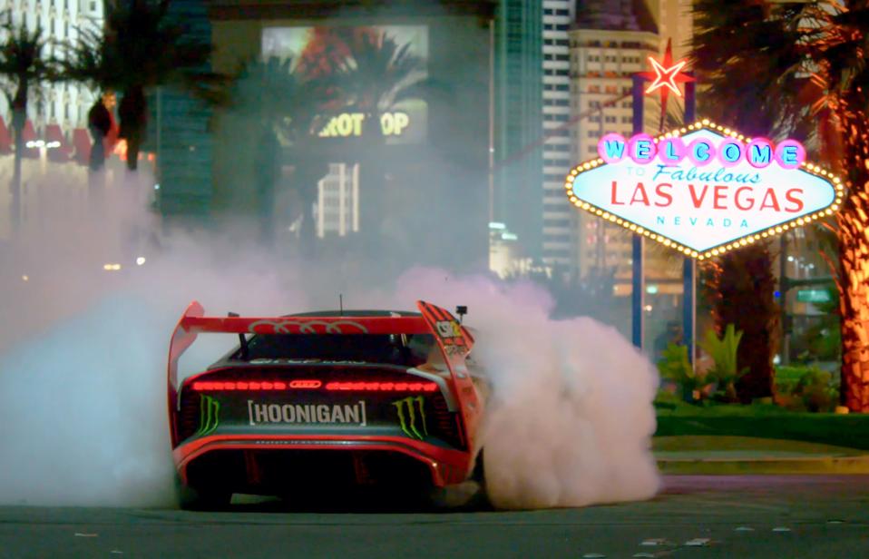 Ken Block Takes An Electric Audi To Vegas, Hoonitron Madness Ensues