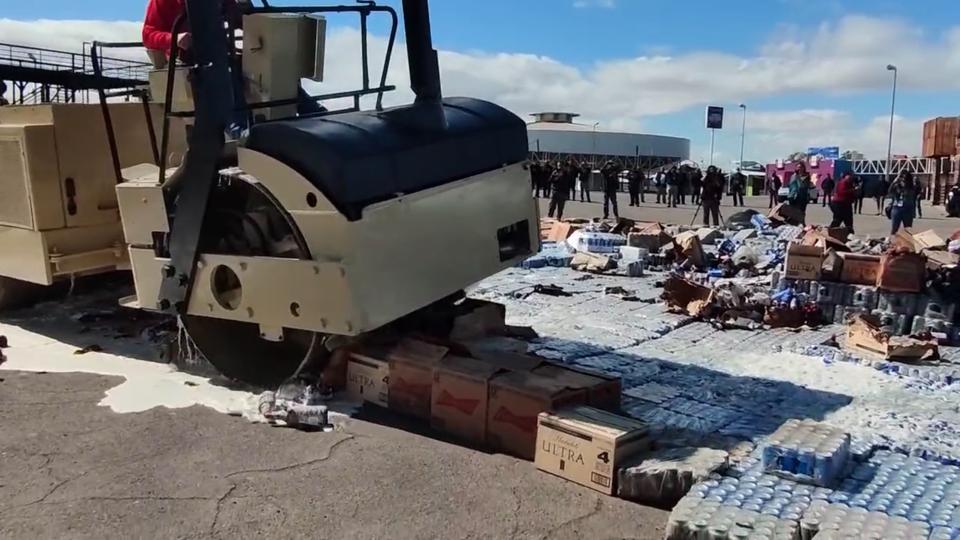 Viral Video Of Bud Light Cases Being Steamrolled Actually From February