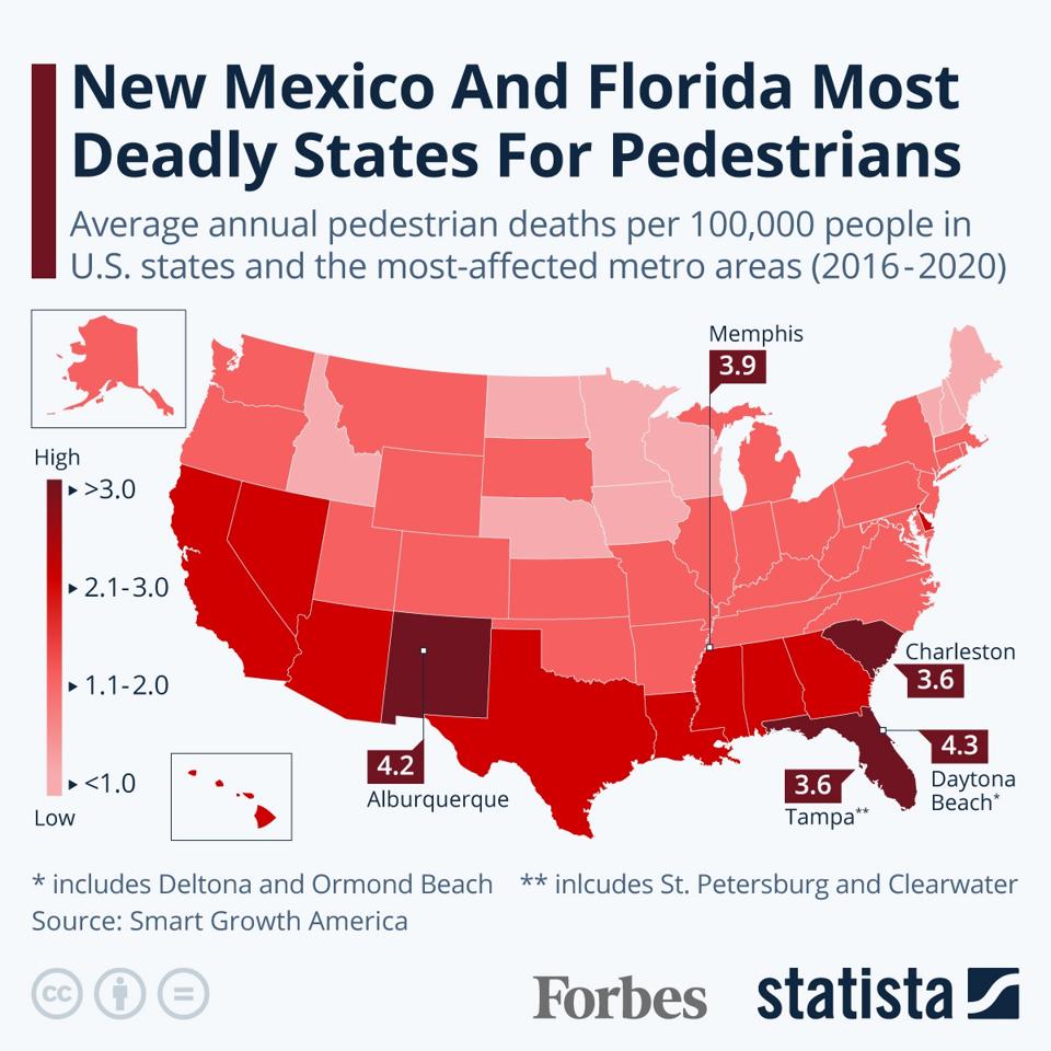 New Mexico And Florida Most Deadly States For Pedestrians [Infographic]