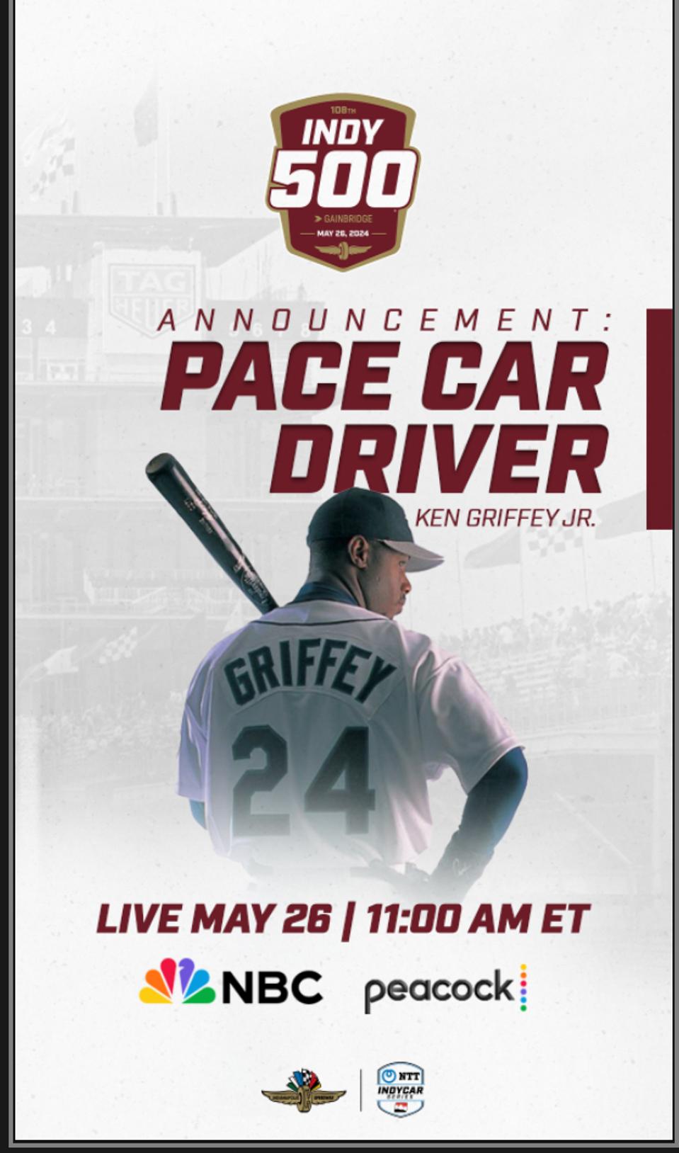 Baseball Hall Of Famer Ken Griffey Jr. Will Drive Indy 500 Pace Car