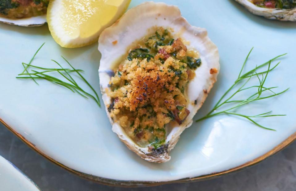 Oysters Rockefeller at Seabird in Wilmington, North Carolina.