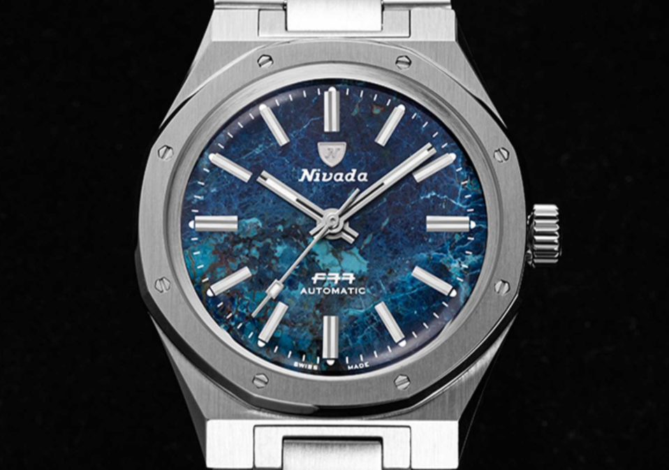 Nivada Grenchen Experiments With A Striking Chrysocoll Dial