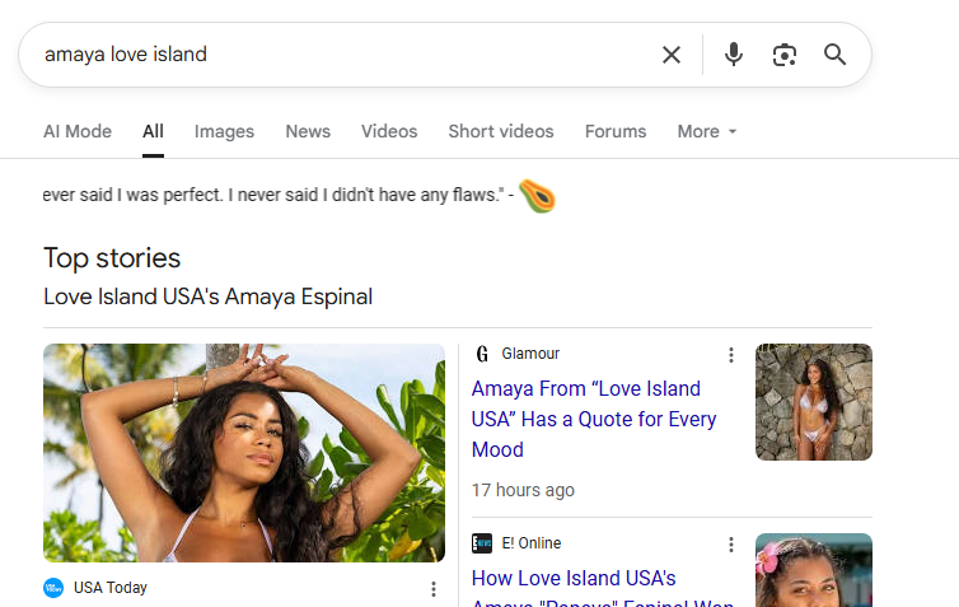 Even Google Is Obsessed With Love Island’s Amaya With New Easter Egg